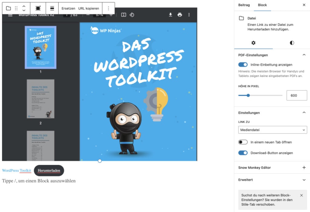 PDF in WordPress einbinden – mit jedem Page-Builder